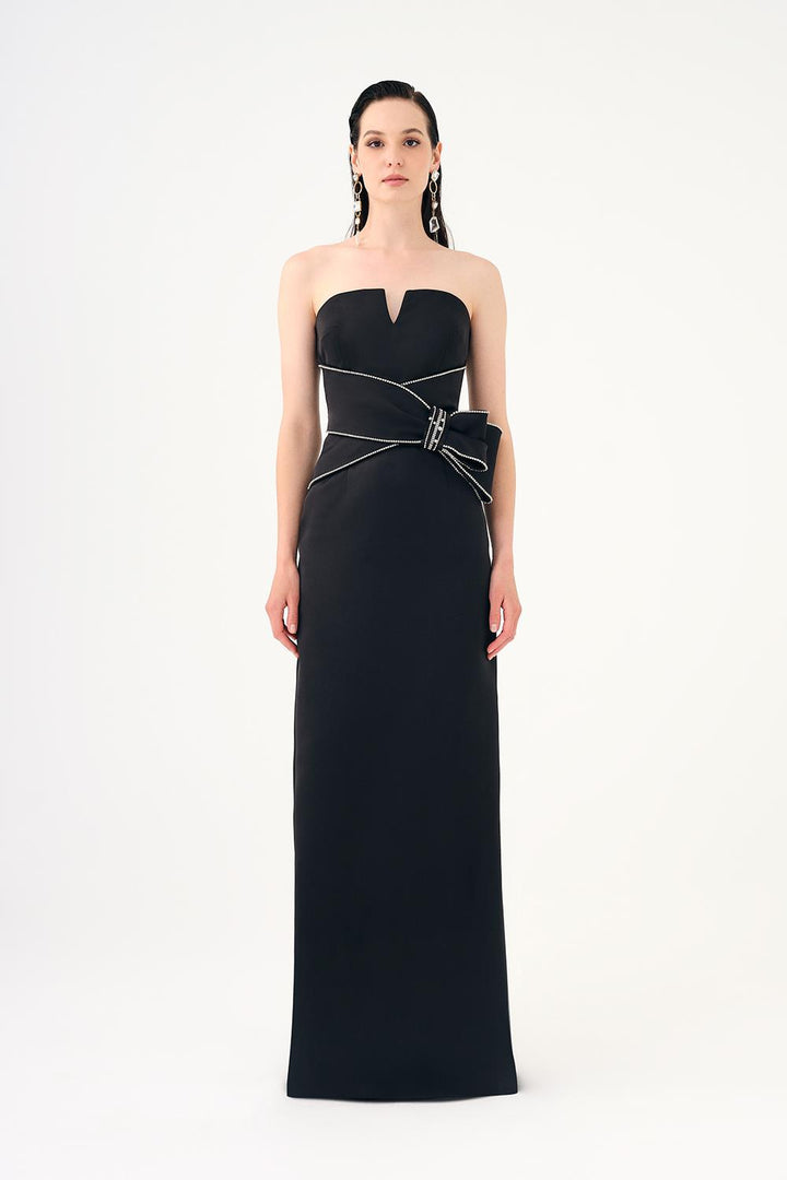 Taş İşleme Detaylı Straplez Yaka Uzun Abiye Elbise - 9185C | CENGIZ AKTURK