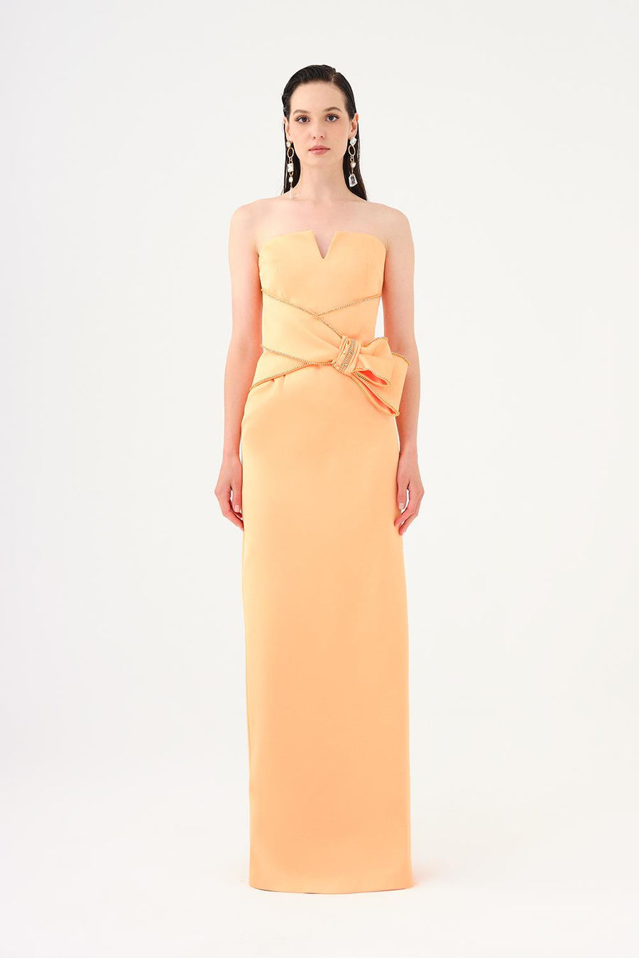 Taş İşleme Detaylı Straplez Yaka Uzun Abiye Elbise - 9185C | CENGIZ AKTURK