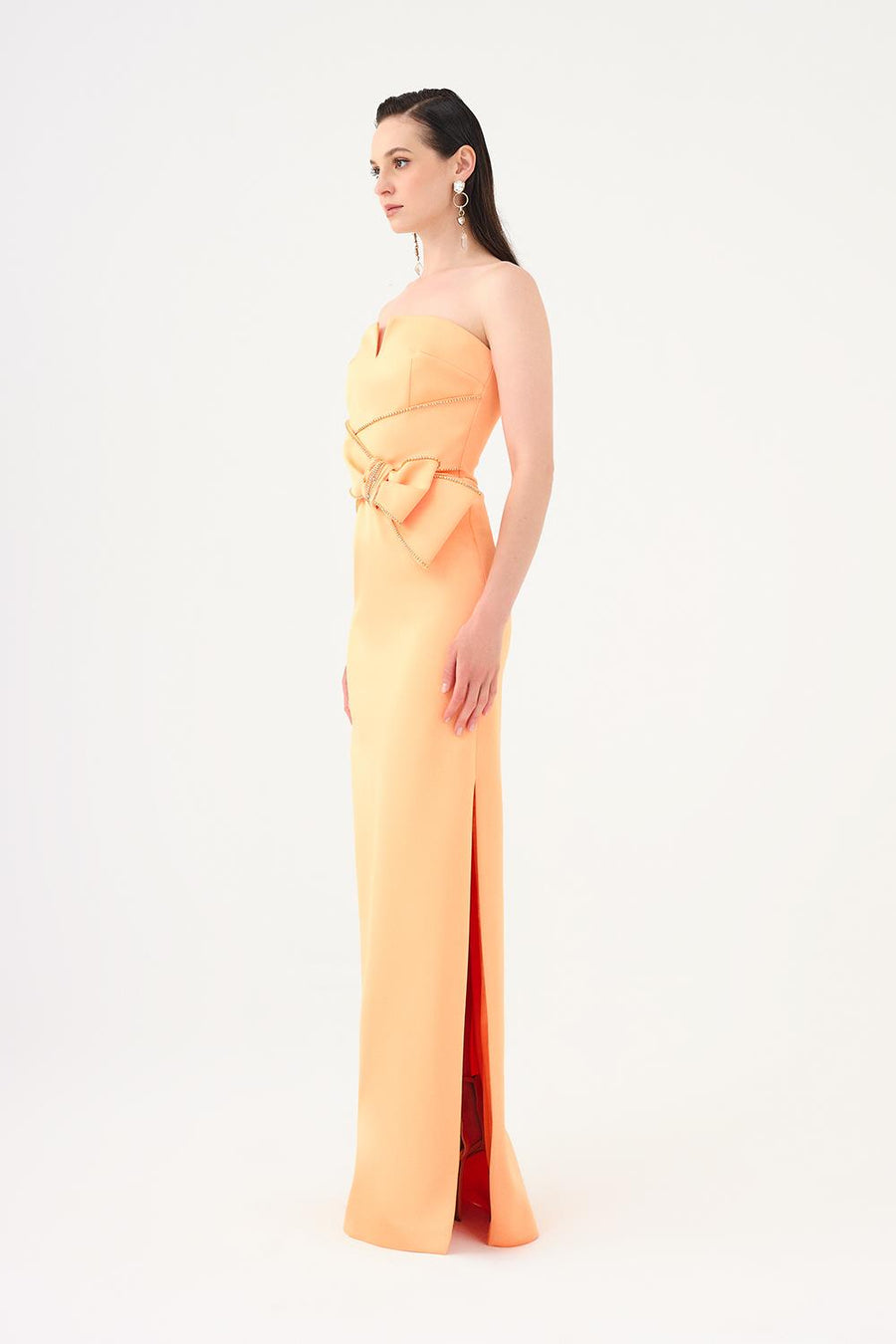 Taş İşleme Detaylı Straplez Yaka Uzun Abiye Elbise - 9185C | CENGIZ AKTURK